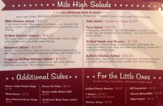Menu at 20 Mile Tap House pub & bar, Parker, 12543 N Hwy 83