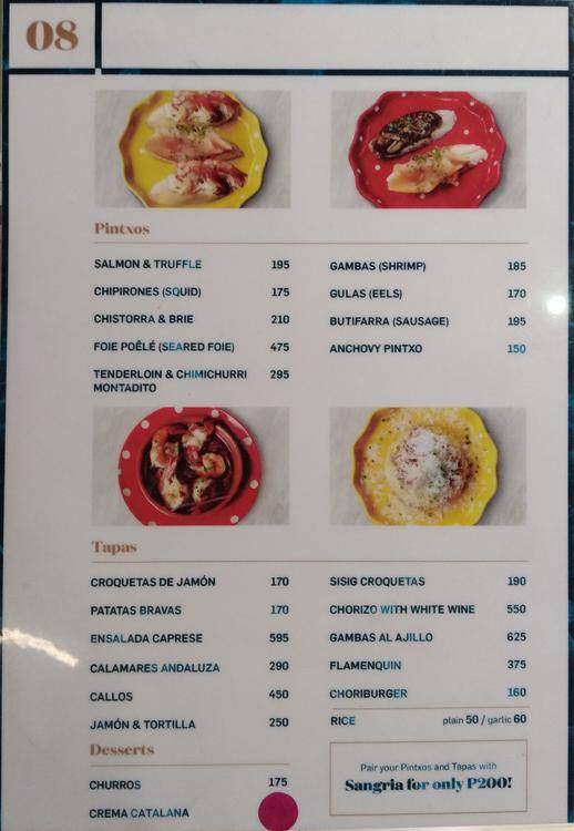 Carta del restaurante Rambla, Makati, Ground Floor