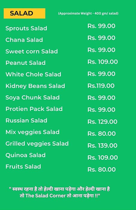 Menu of The Salad Corner, Jagatpura, Jaipur