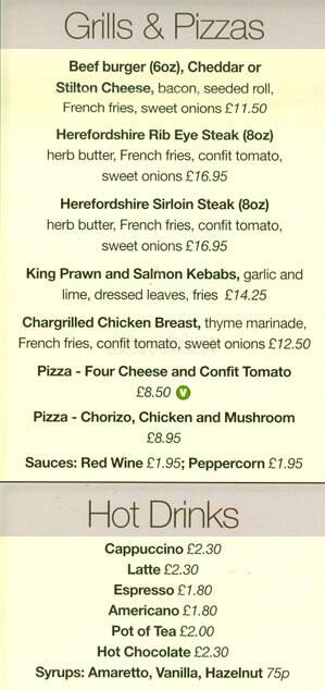 Menu at The Circle Lounge at Birmingham Hippodrome restaurant ...