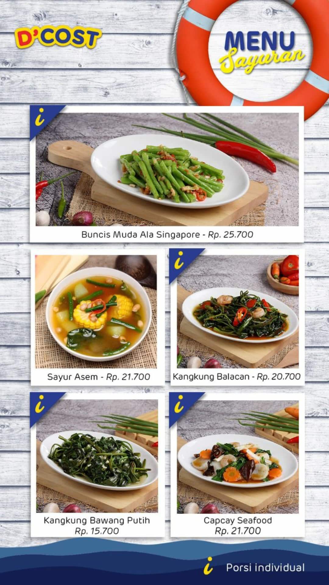 Menu at D'COST Mal Ambasador restaurant, South Jakarta