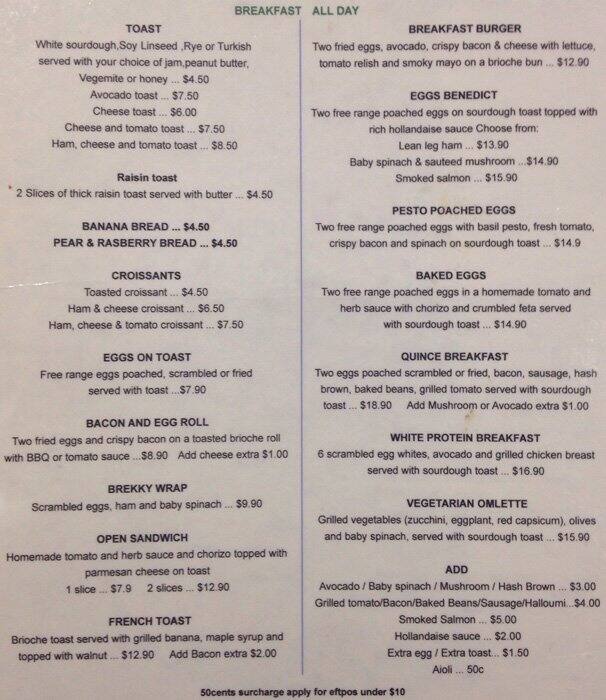 Quince Menu, Menu for Quince, Burwood, Sydney - Urbanspoon/Zomato