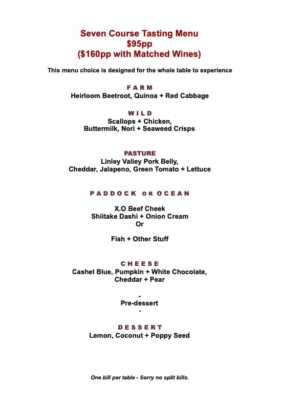 Menu at Red Cabbage Food & Wine restaurant, South Perth