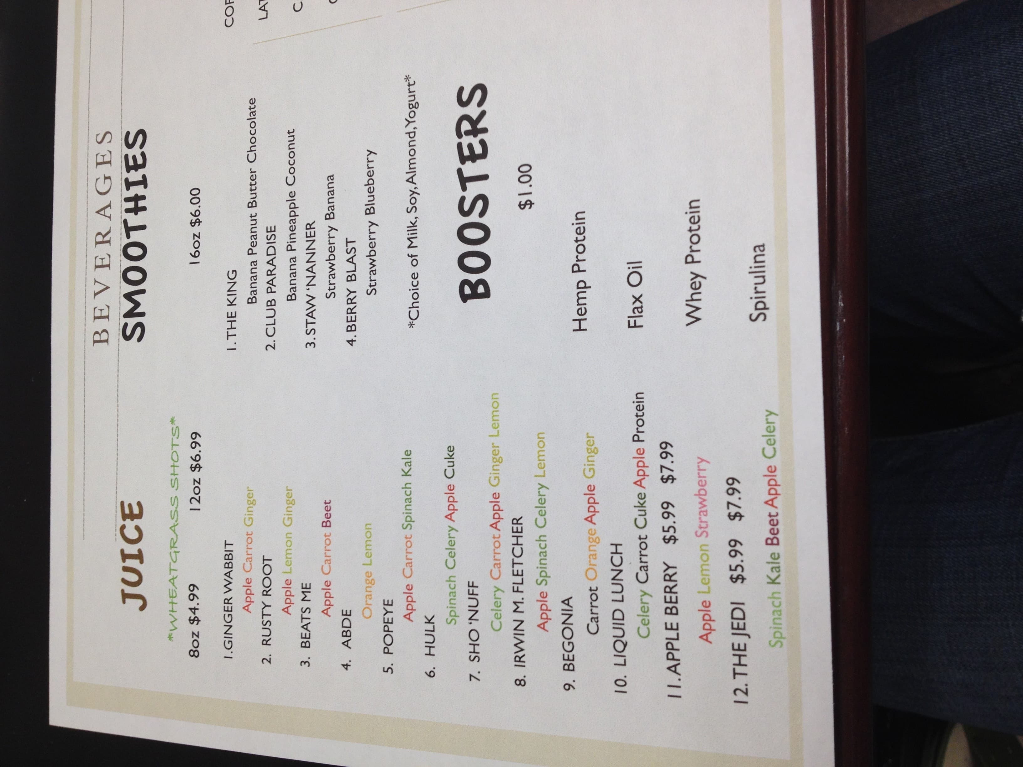 Menu at Three Little Birds Cafe & Juice Bar, Hampton Township, Middle Rd