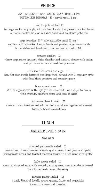 Menu at Ojai Deer Lodge pub & bar, Ojai