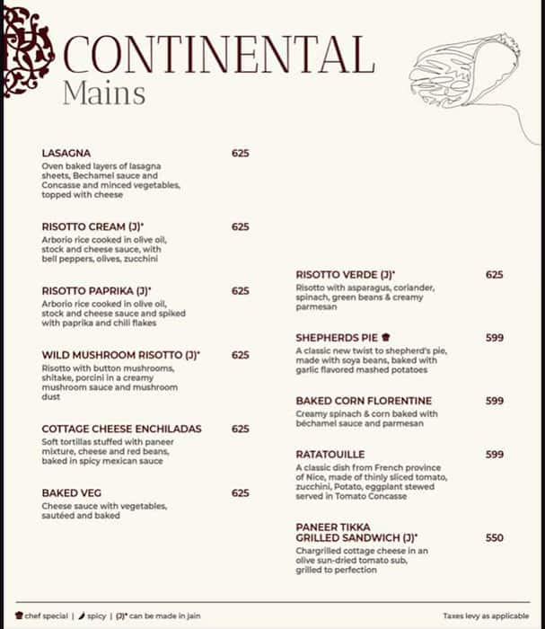 Menu of Tatva, Jubilee Hills, Hyderabad