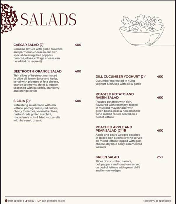 Menu at Tatva Restaurant - Begumpet, Hyderabad, 2nd Floor Pillar No: 1301