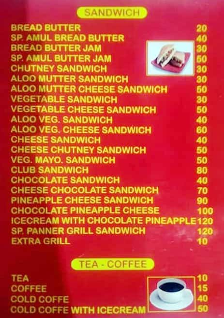 Menu at Bala's Food, Gandhinagar