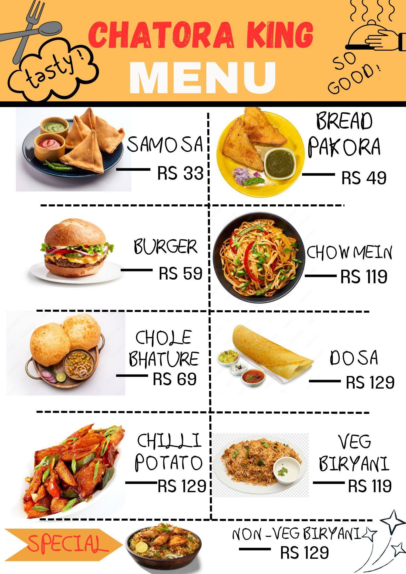 Menu of Chatora King, Shahdara, New Delhi