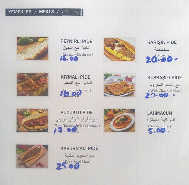 Menu at Lokanta 53, Istanbul, Topkapı Cd. No:21