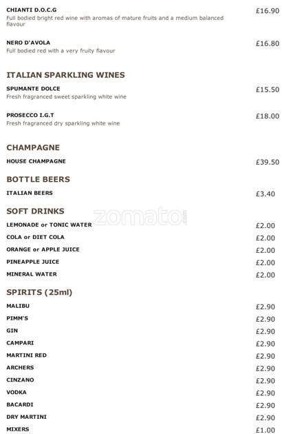 Menu at La Forchetta Restaurant and Cocktail Bar, London, 464 Bethnal ...