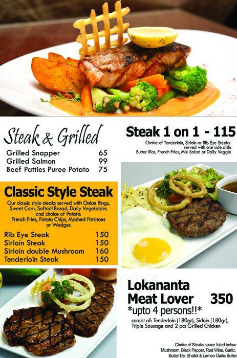 Menu at Lokananta steakhouse, Jakarta, Gandaria City