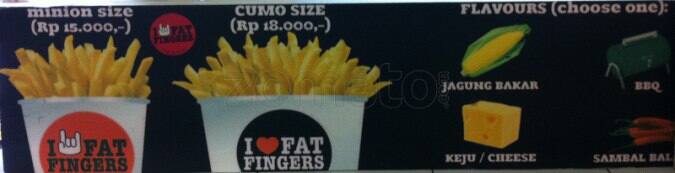 Menu at Fat Fingers restaurant, Jakarta