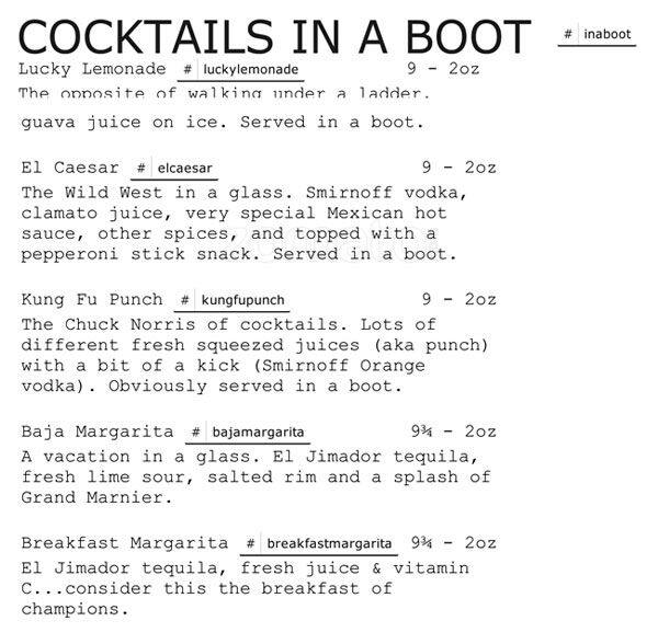 Menu at Local Leaside restaurant, Toronto, 180 Laird Dr