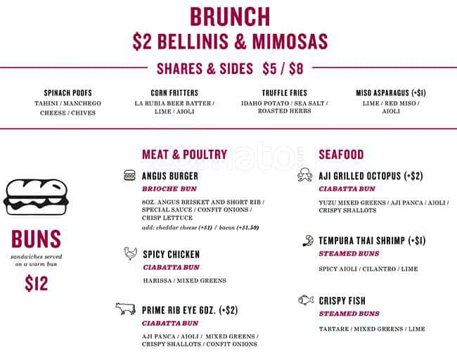 Menu at Buns & Buns restaurant, South Miami, Sunset Dr