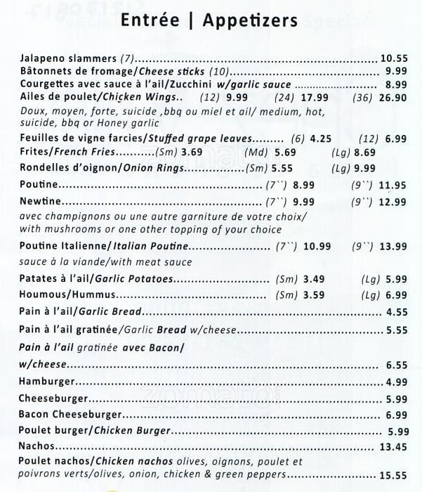 Menu at Chez Villa - Buckingham pizzeria, Gatineau, 486B Ave. de Buckingham