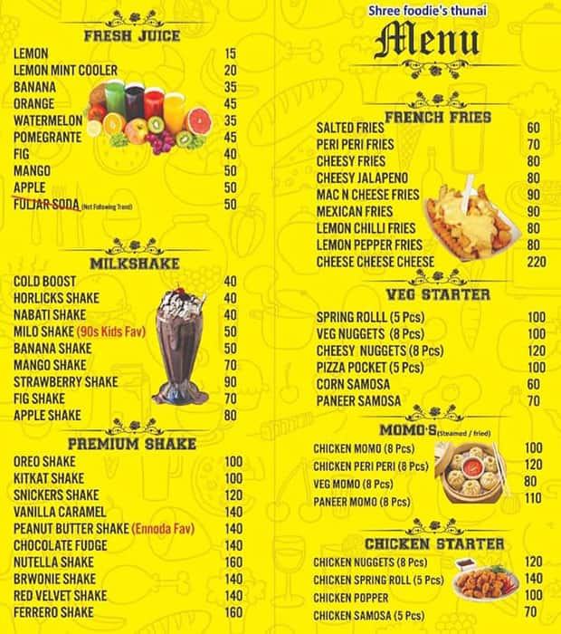 Menu at Cafe untitled (foodie's atti), Chennai