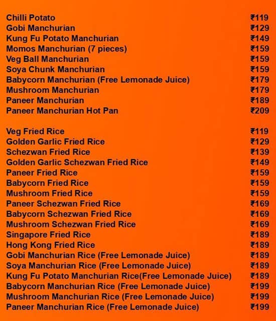 Menu at Jain And Veg Cuisines, Bengaluru