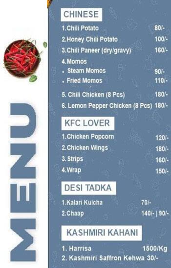 Menu of Eataly, Transport Nagar, Jammu
