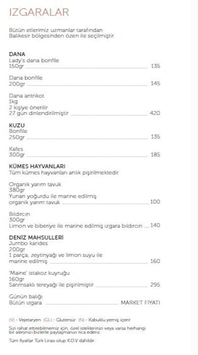 Menu at Arola, Istanbul, Zorlu Center