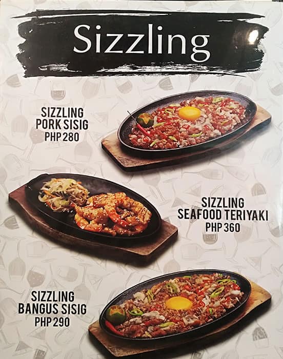 Menu at Sky High Bar, Pasig