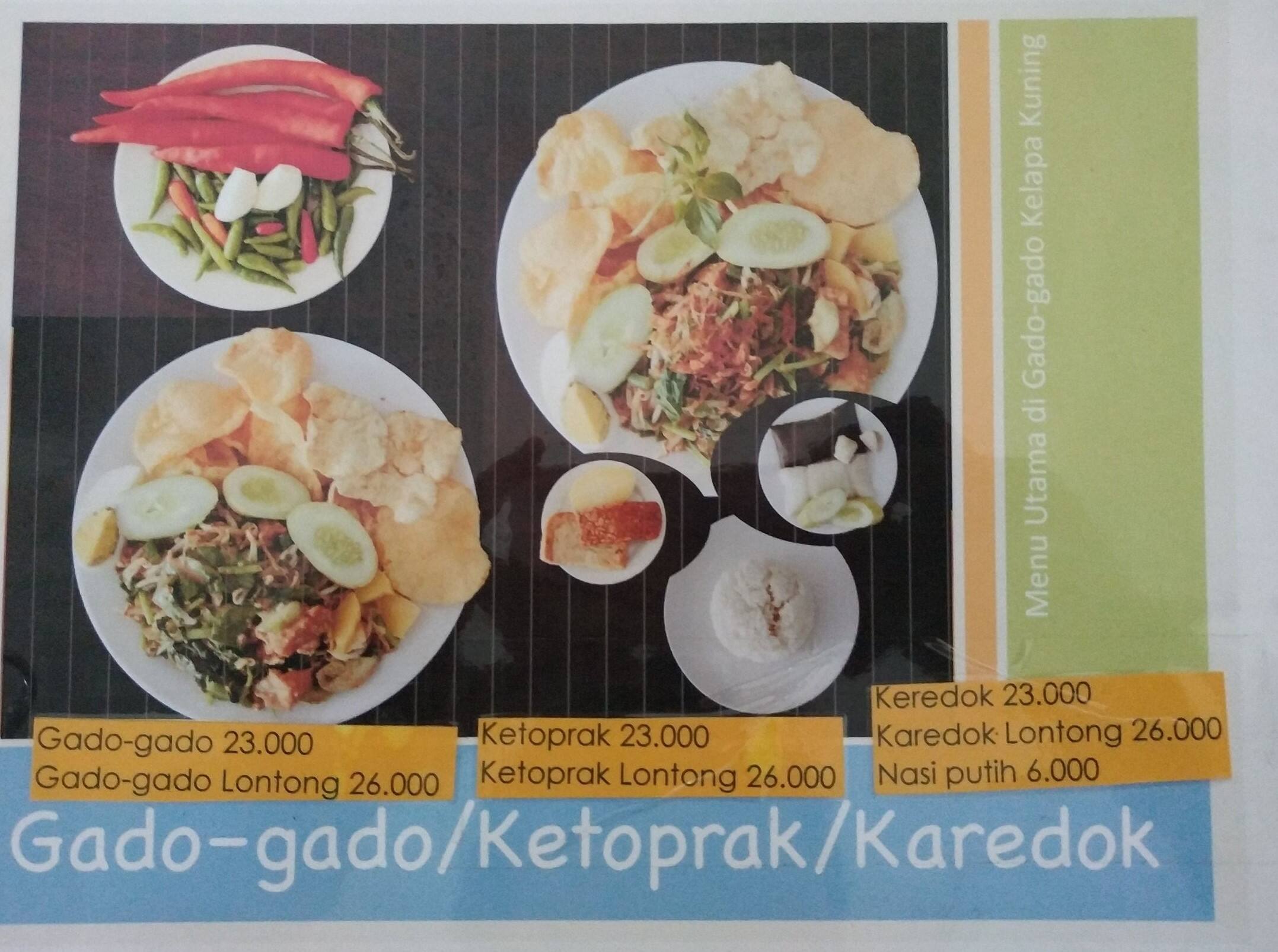 Carta del restaurante Gado gado KK (Kelapa Kuning), Tangerang