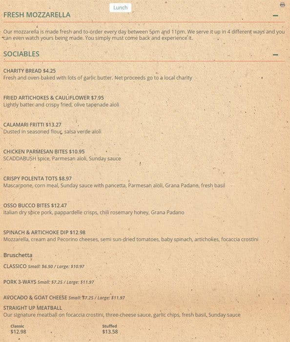 Menu at Scaddabush Italian Kitchen & Bar Square One, Mississauga, 209 ...