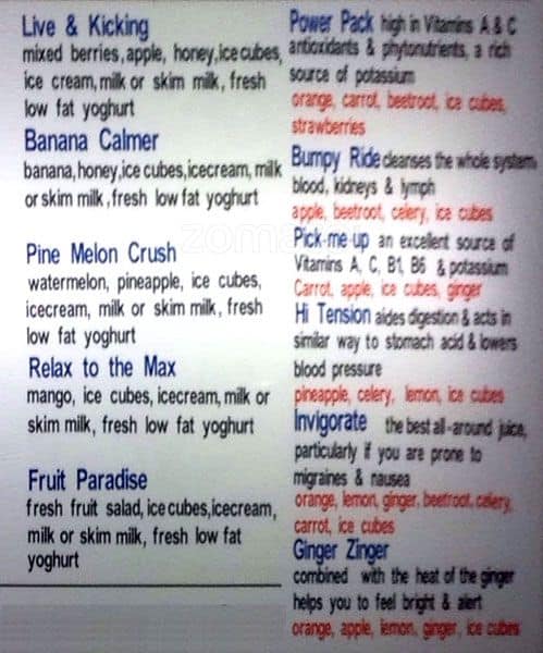 Menu at Dodgers cafe, Randwick