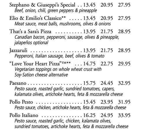 Menu at Nonna Emilia Ristorante Italiano pizzeria, Aloha