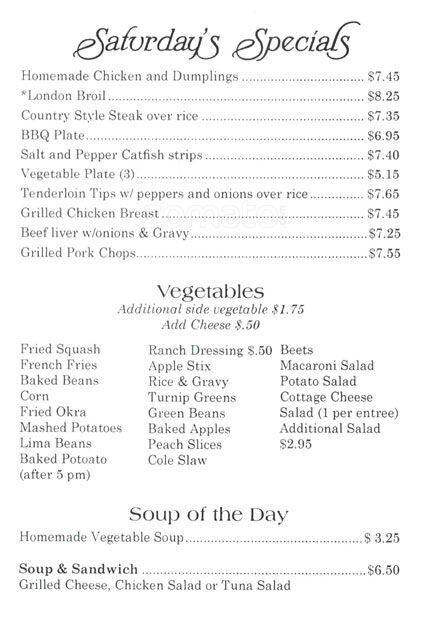 Menu at Americana restaurant, Matthews, Matthews-Mint Hill Rd