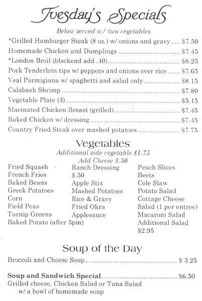 Menu at Americana restaurant, Matthews, Matthews-Mint Hill Rd