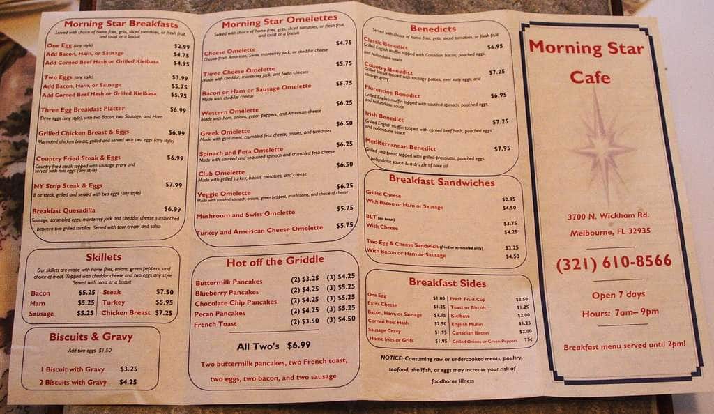 Morning Star Cafe Menu, Menu for Morning Star Cafe, Melbourne ...