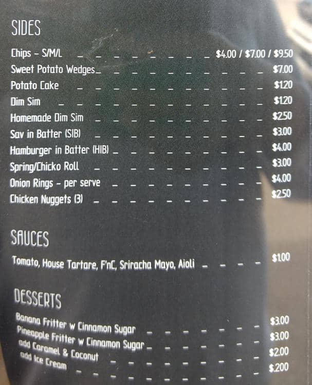 Menu at Fnc Fish N Chips restaurant, Essendon