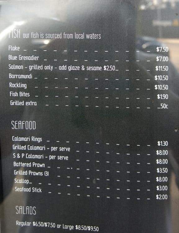 Menu at Fnc Fish N Chips restaurant, Essendon