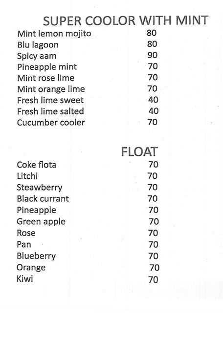 Menu at Cafe4u, Udaipur