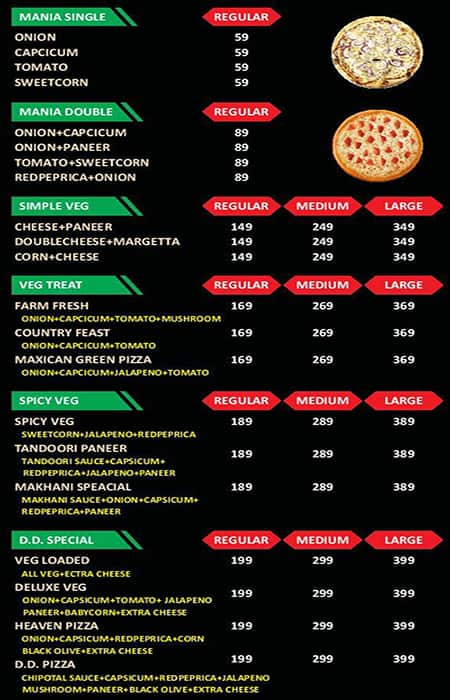 Menu of DD Pizza, Sector 53, Noida