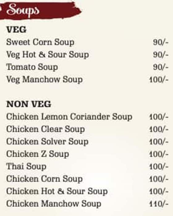 Menu of Captain Cook, Kothaguda, Hyderabad