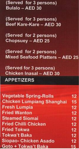 Susana Restaurant Menu, Menu for Susana Restaurant, Al Karama, Dubai ...