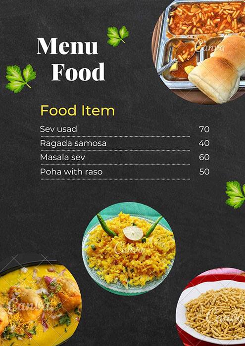 Menu of Guddu Sev Usal, Makarpura, Vadodara