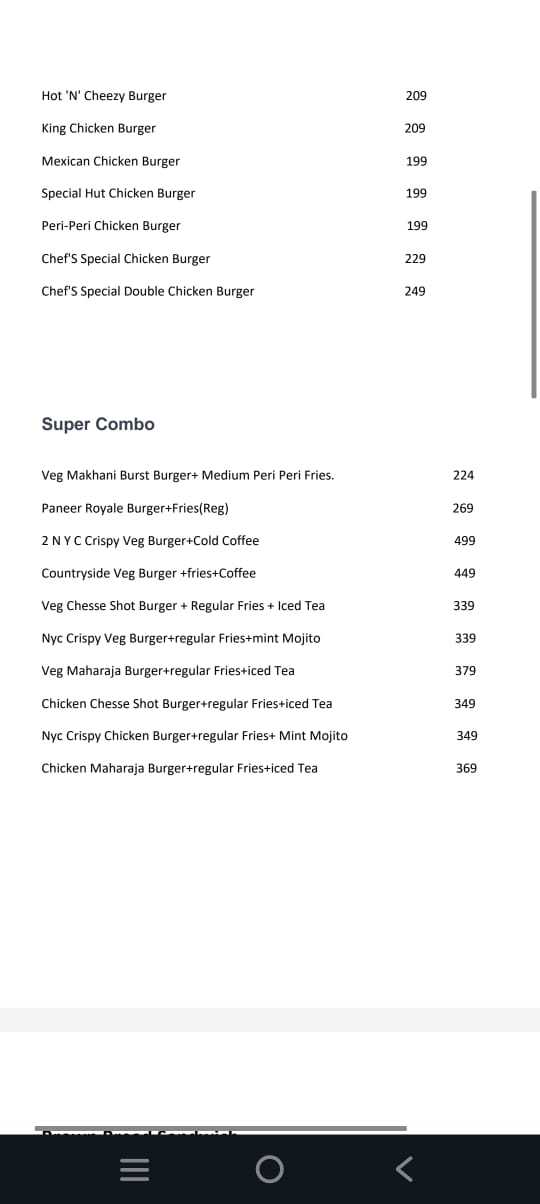 Menu of Fire Burger Hub, DLF Phase 3, Gurgaon