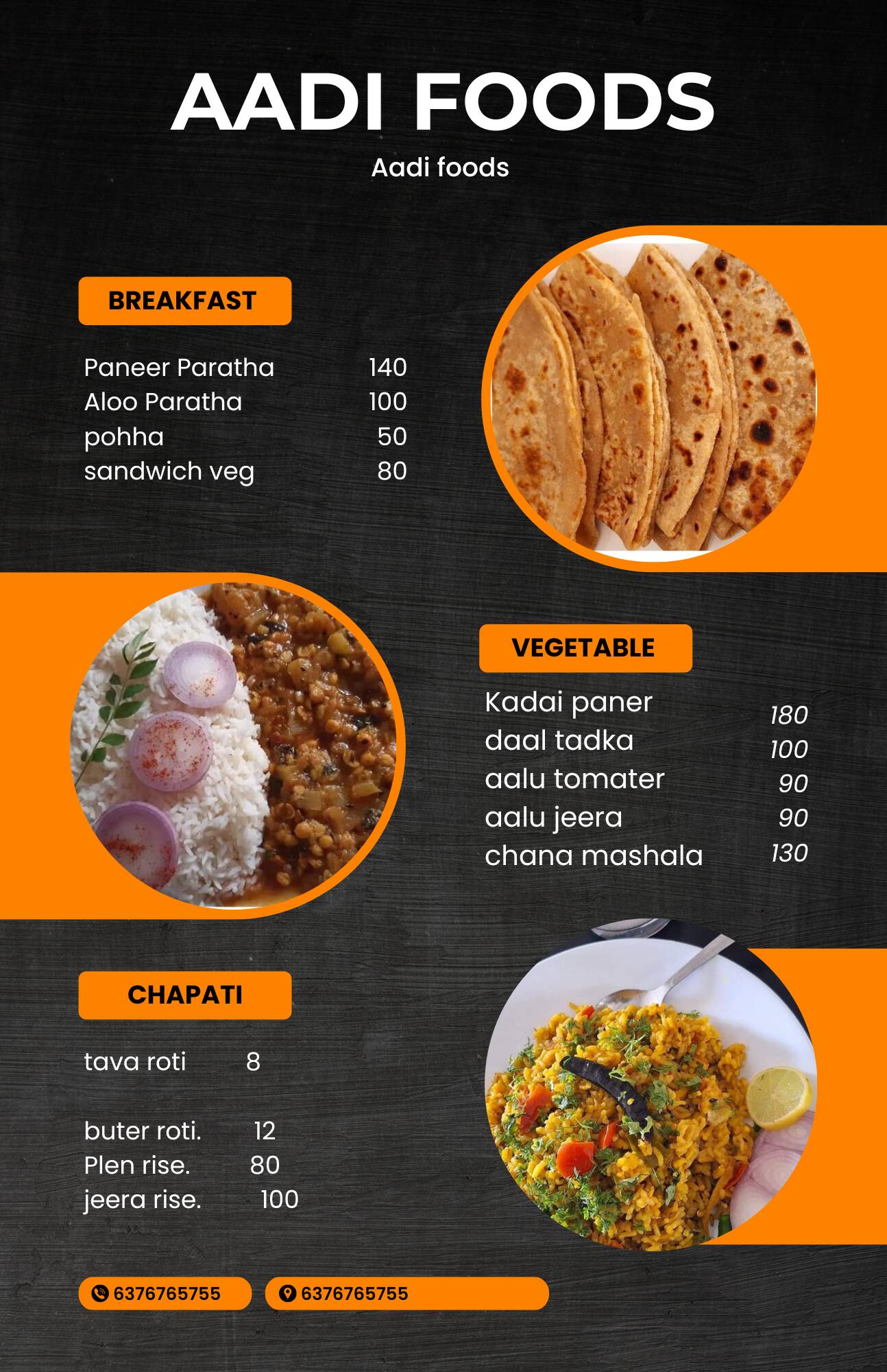 Menu of Aadi Foods, Jhotwara, Jaipur