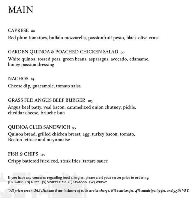 Menu at The St. Regis Bar, Abu Dhabi