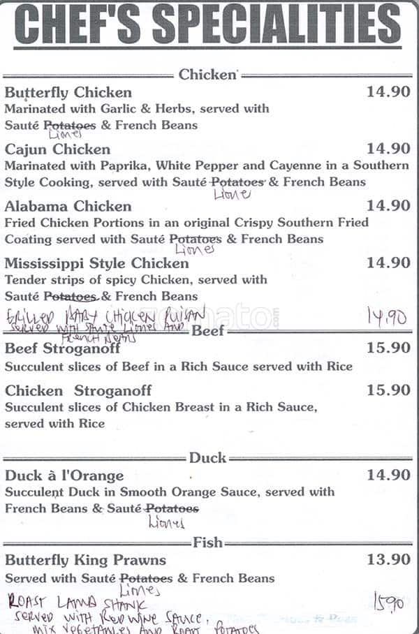 Carta de parrilla Scotch Steak Houses, Londres, Beaumanor Mansions