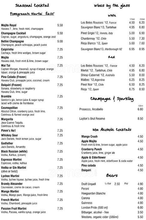 Menu at The Depot pub & bar, London, Tideway Yard