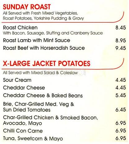 Menu at The Acoustic Mediterranean cafe, London