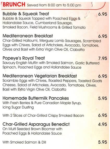 Menu at The Acoustic Mediterranean cafe, London