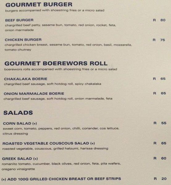 Menu at Hotel Manor Restaurant, Pretoria