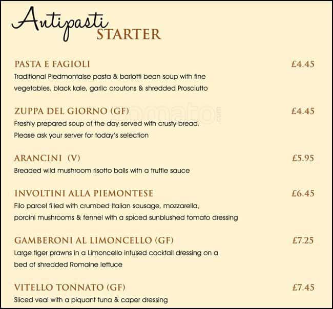Menu at Barolo Grill, Glasgow