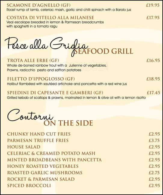 Menu at Barolo Grill, Glasgow