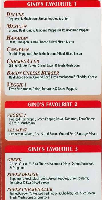 Menu at Gino's Famous Pizzaria pizzeria, Pickering